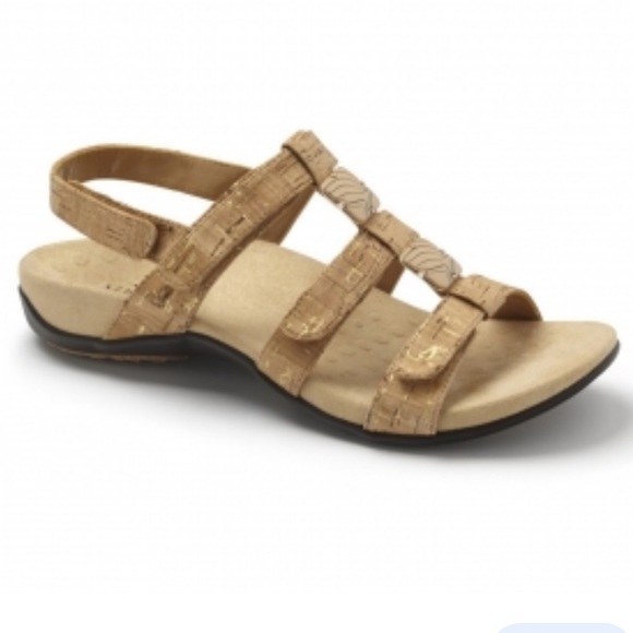 Vionic | Shoes | Vionic Amber Adjustable Sandals In Gold Cork Size 8 ...
